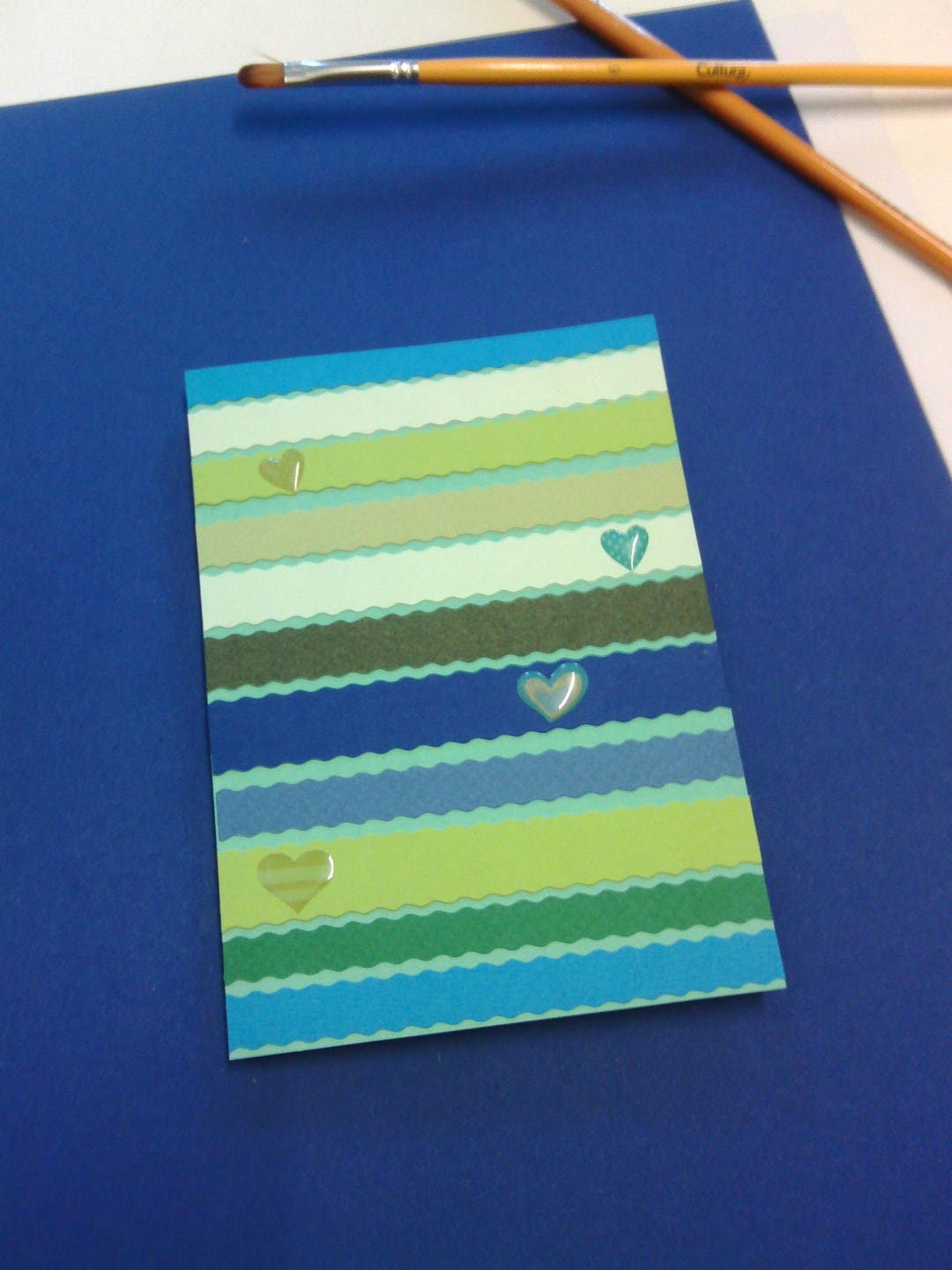 Handmade Card, Blue-green Palette, Single Copy - Etsy UK