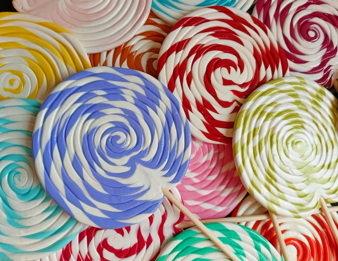 Large Decorative Lollipop Diameter 10 Cm Funfair Lollipop Candy in Fimo ...