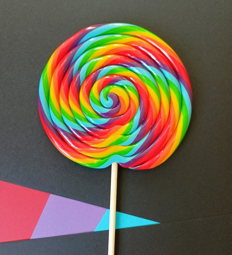 Large Decorative Multi-colored Rainbow Lollipop Xl Funfair Lollipop ...