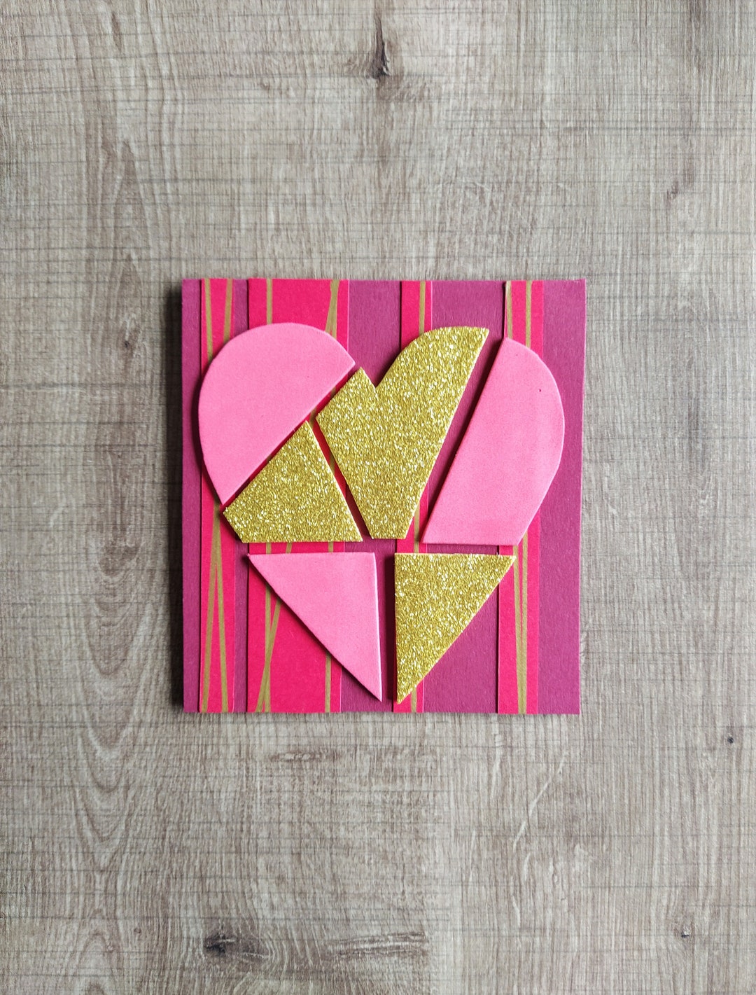 Embossed Heart Handmade Card, Rose Red and Gold Tones - Etsy
