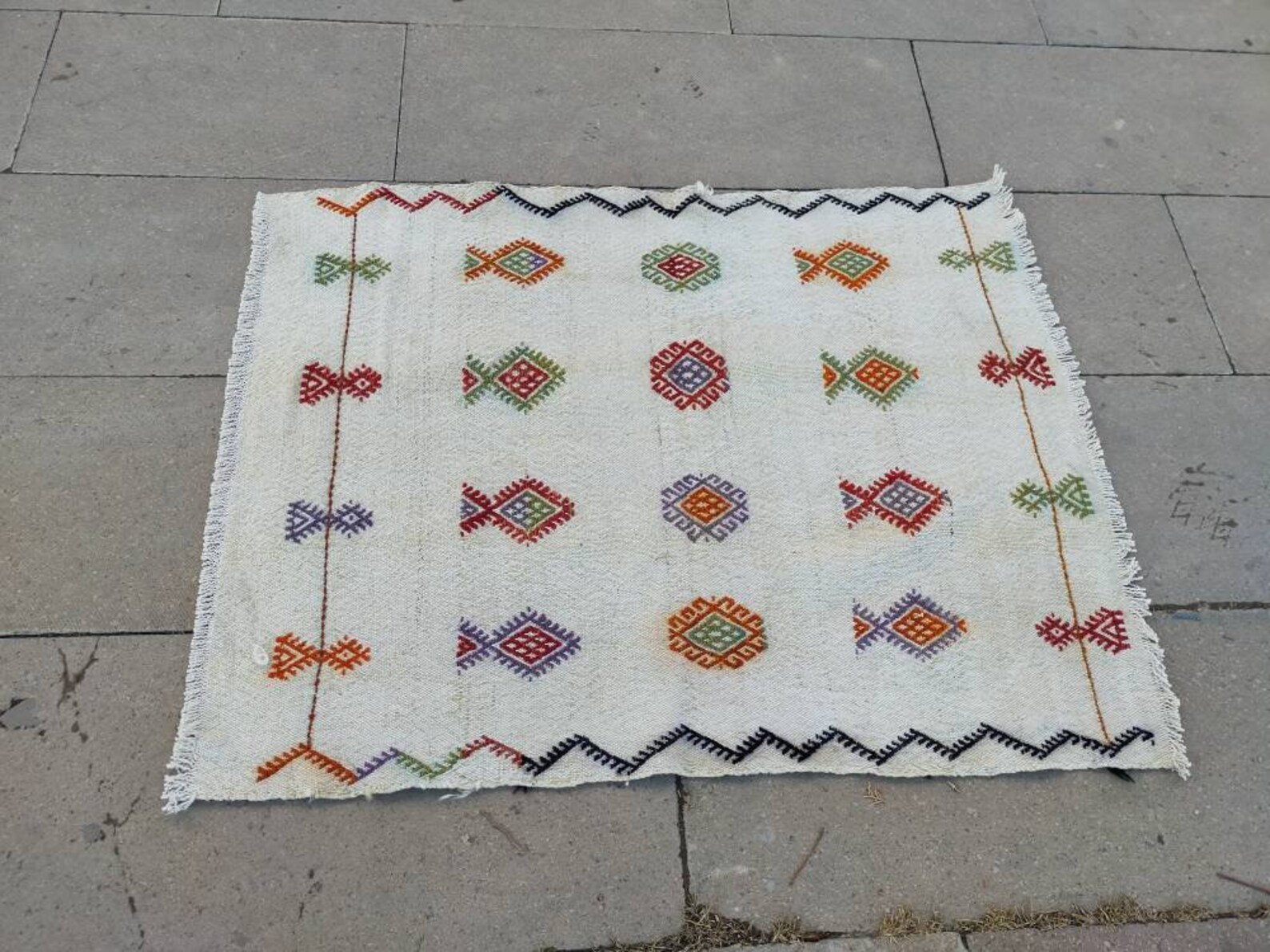 Handmade vintage cotton kilim rugs small rugs vintage rugs | Etsy