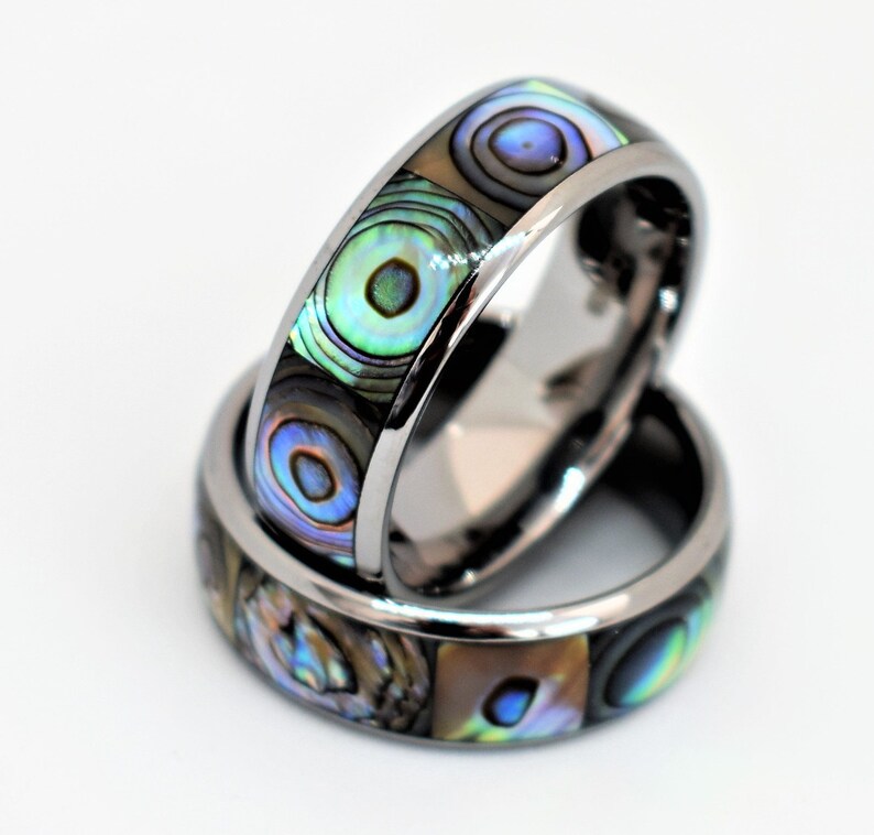 Tungsten Carbide Ring Abalone Shell Ring Men's - Etsy Tungsten Carbide Ring Abalone Shell Ring Men's - Etsy