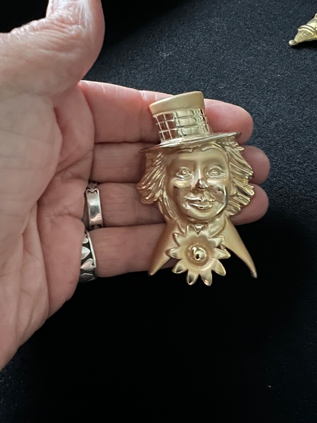 Vintage Gold Tone Clown With Hat and Flower - Etsy