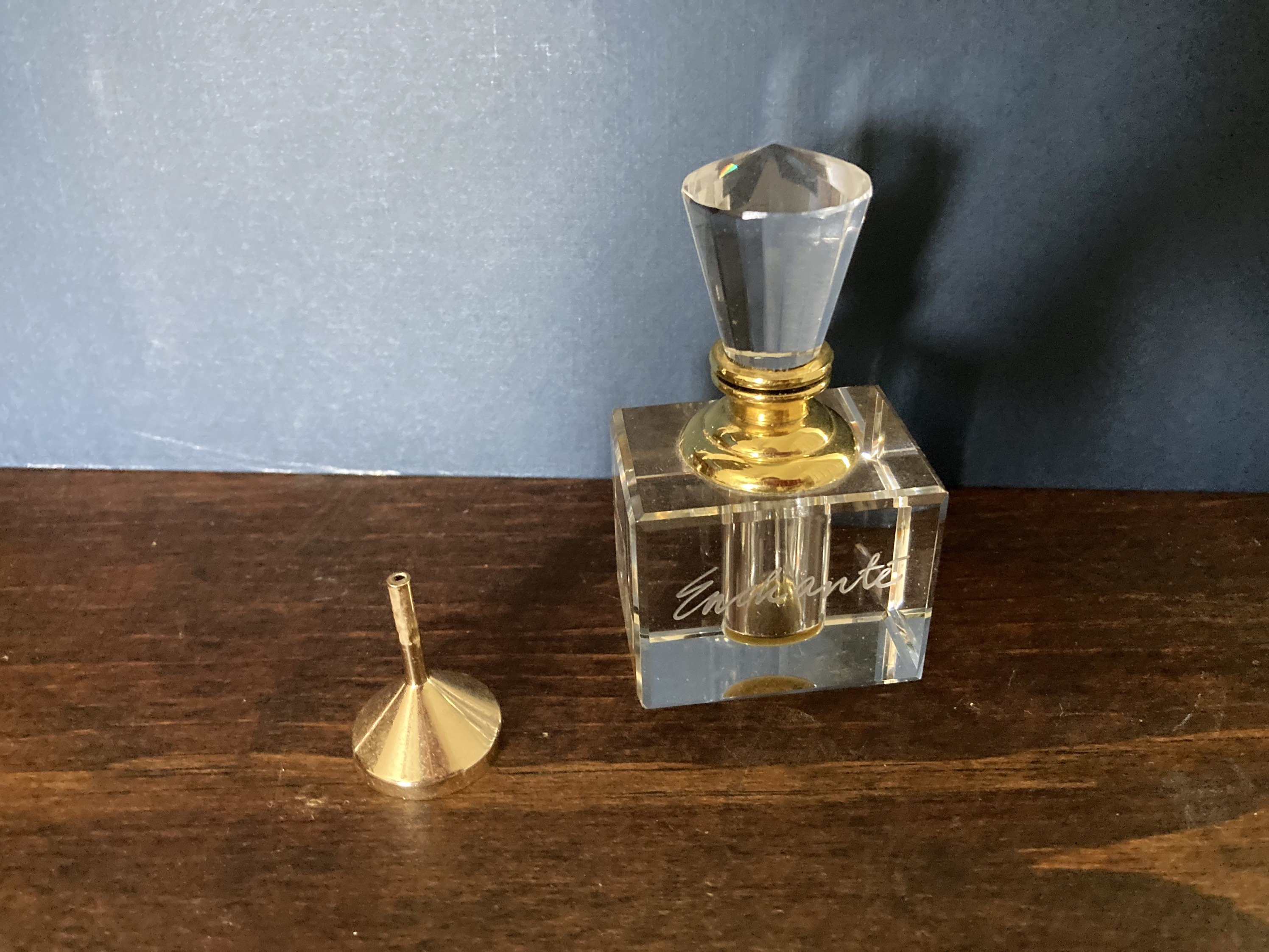 Vintage enchante Crystal Perfume Bottle and Funnel - Etsy