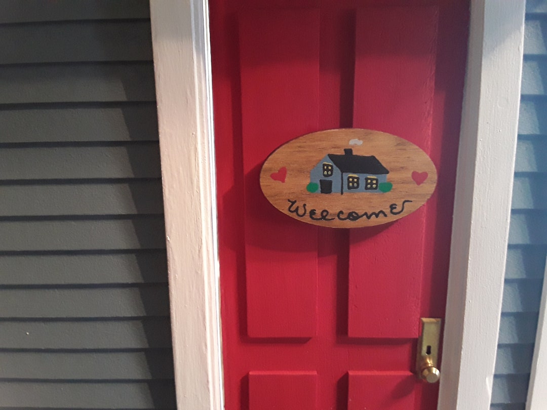Dollhouse Door Welcome Sign, Scale 1:12, Wood Sign,miniature Welcome ...