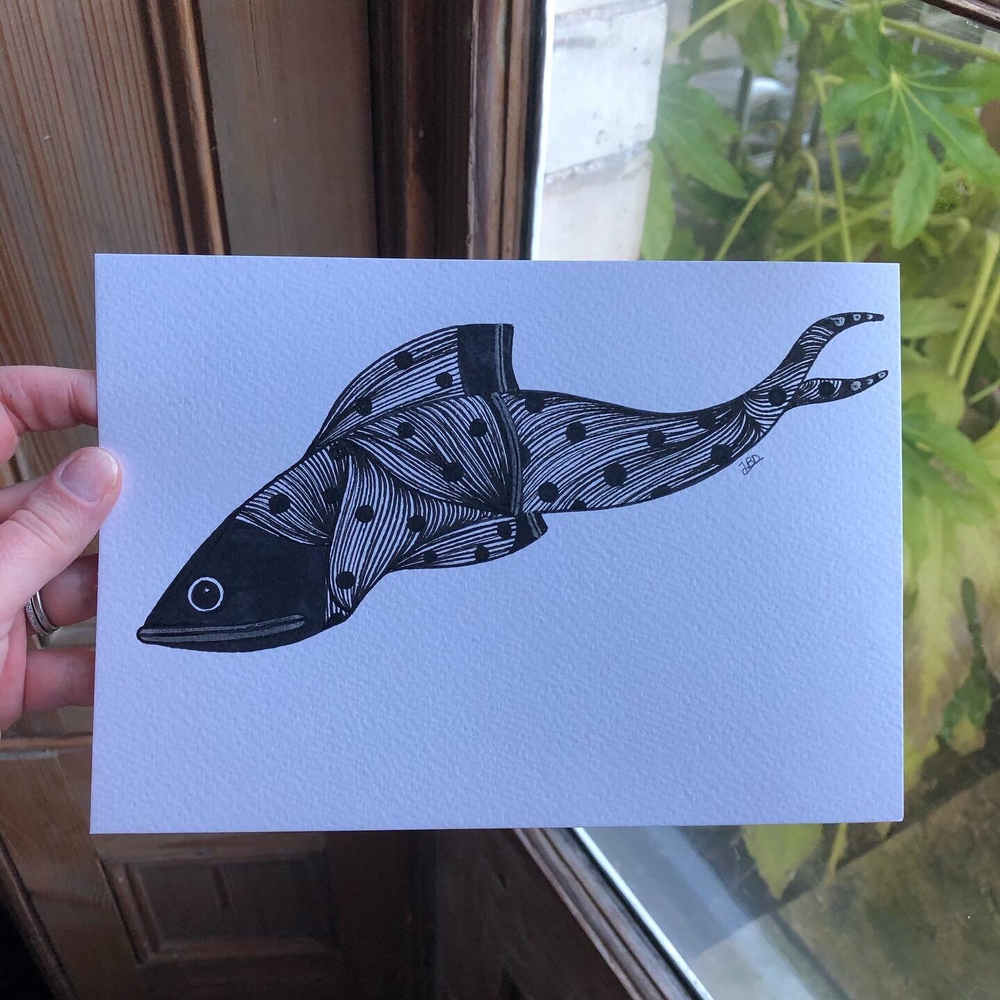 Original A5 Abstract Fish Drawing Monochrome Drawing Pen & | Etsy