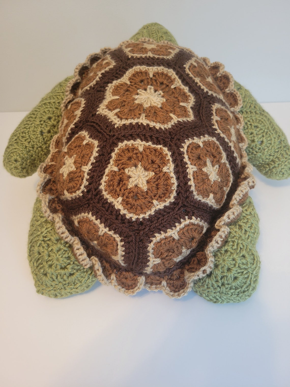 XL Handmade Granny Square Crochet Turtle, African Flower Crochet Turtle ...