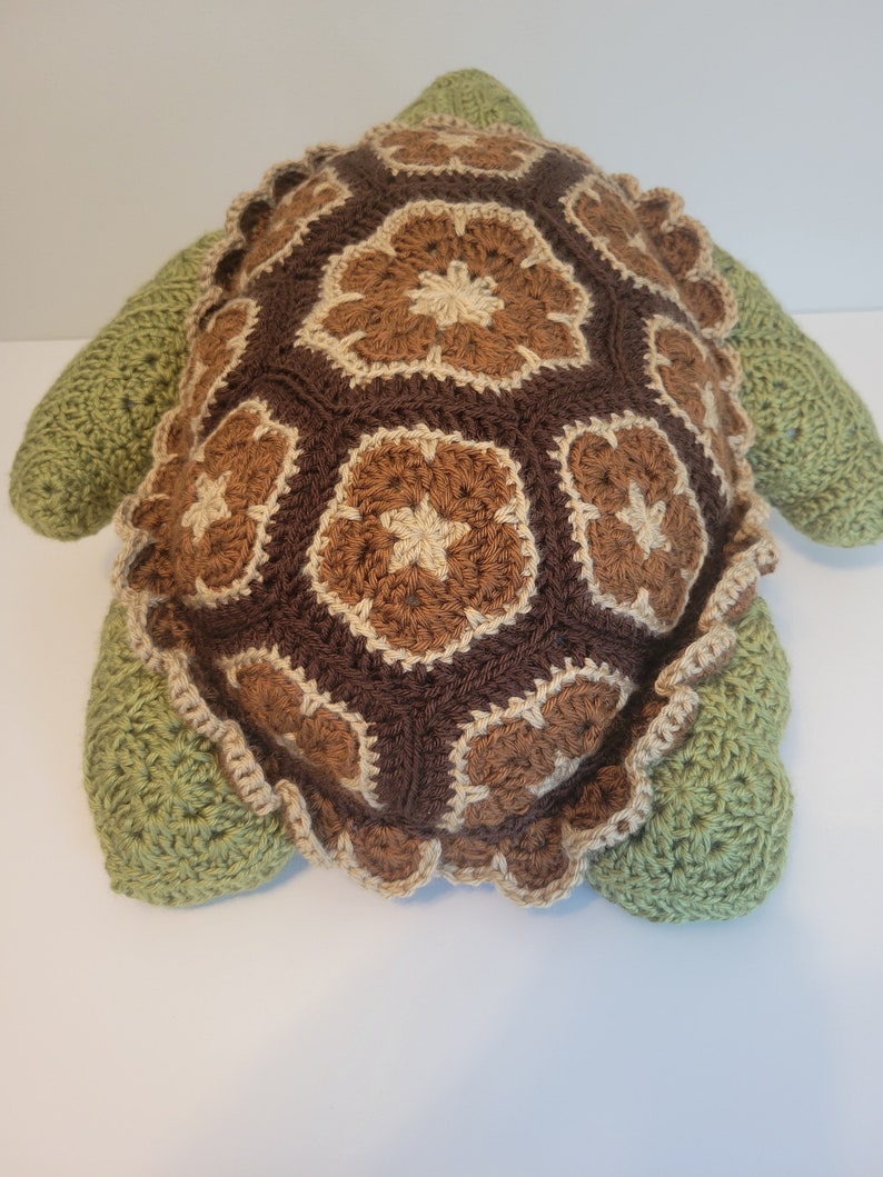 XL Handmade Granny Square Crochet Turtle, African Flower Crochet Turtle ...