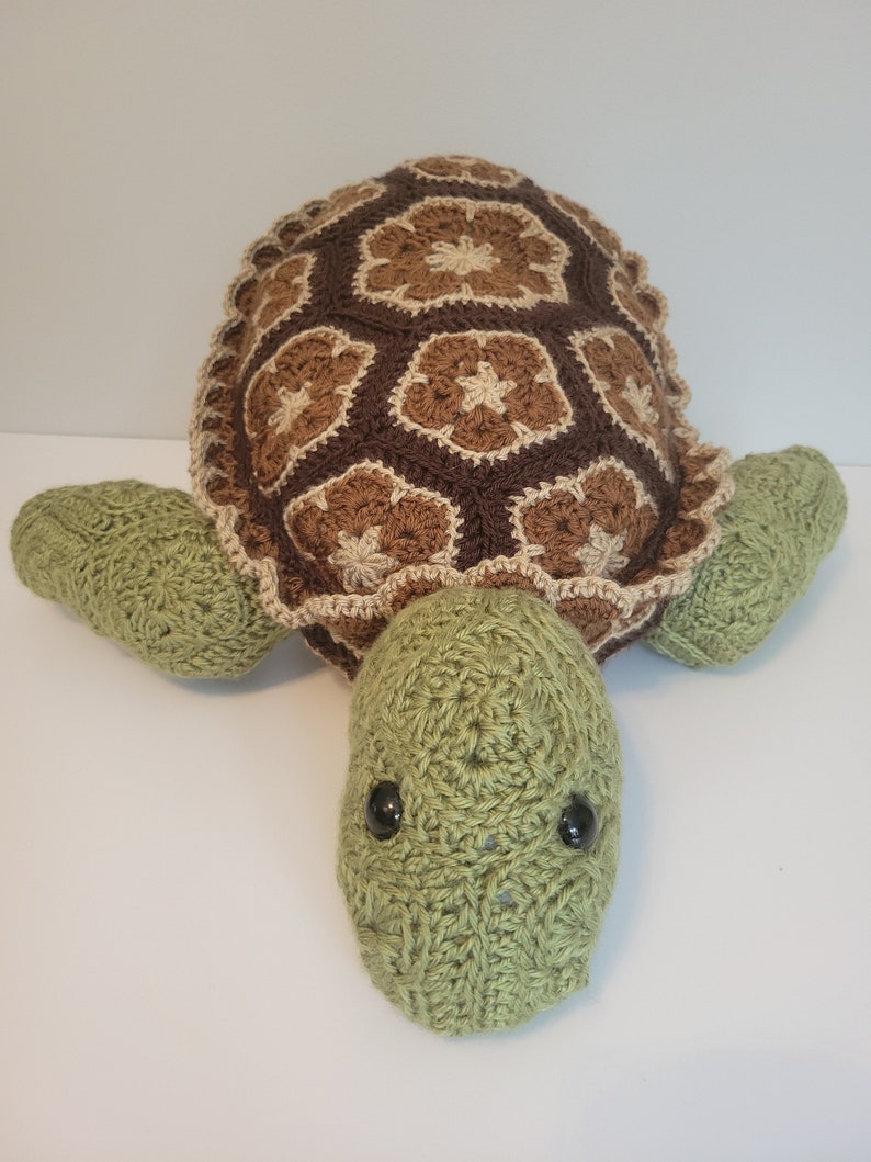XL Handmade Granny Square Crochet Turtle, African Flower Crochet Turtle ...
