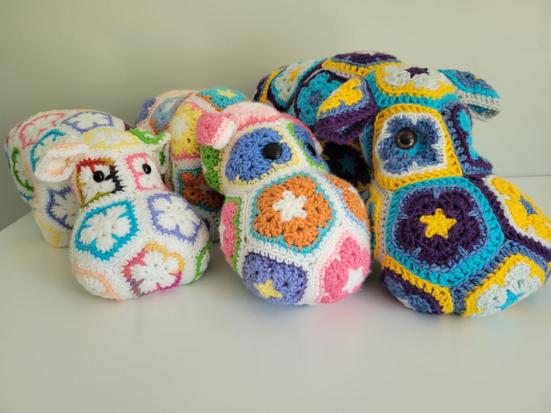 XXL Handmade Granny Square Crochet Hippo, African Flower Crochet Hippo ...