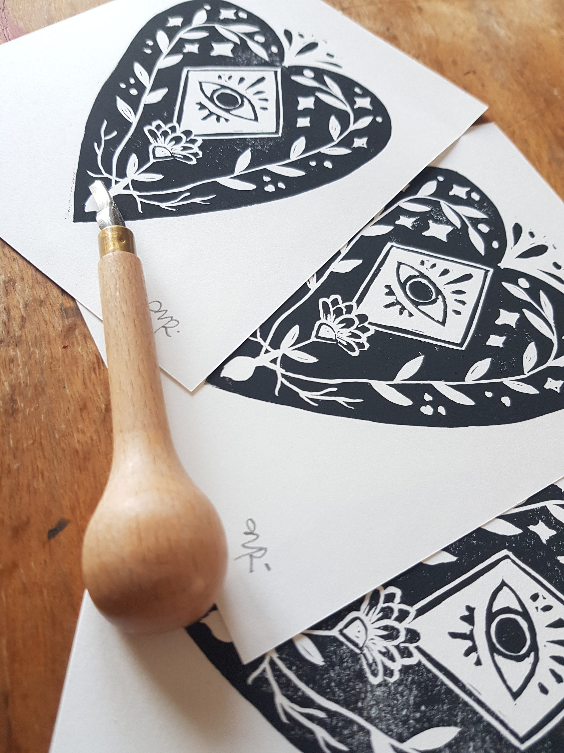 Linocut Print Heart Eye to Frame Ex-voto - Etsy UK