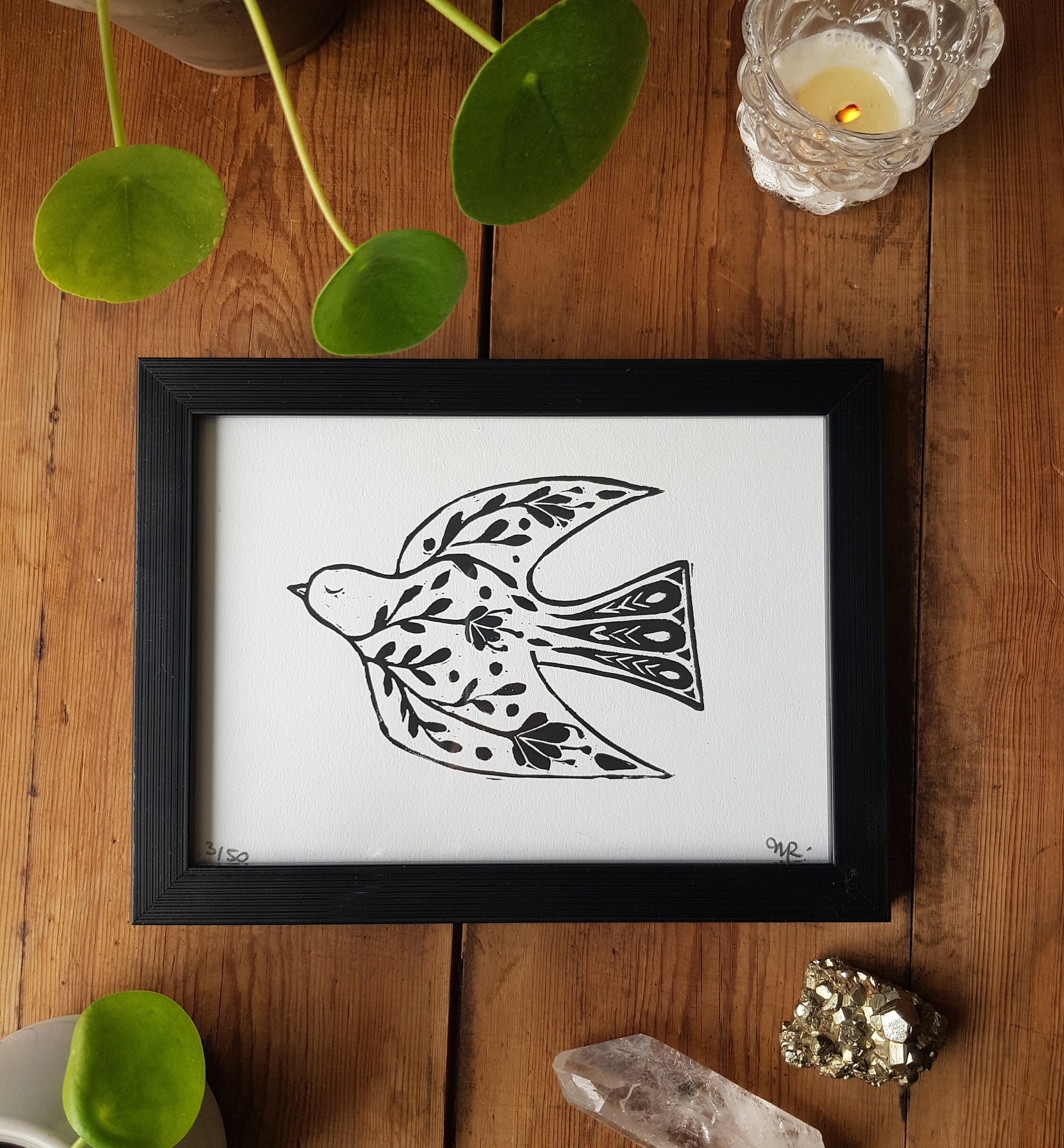 Bird Linocut Print to Frame - Etsy