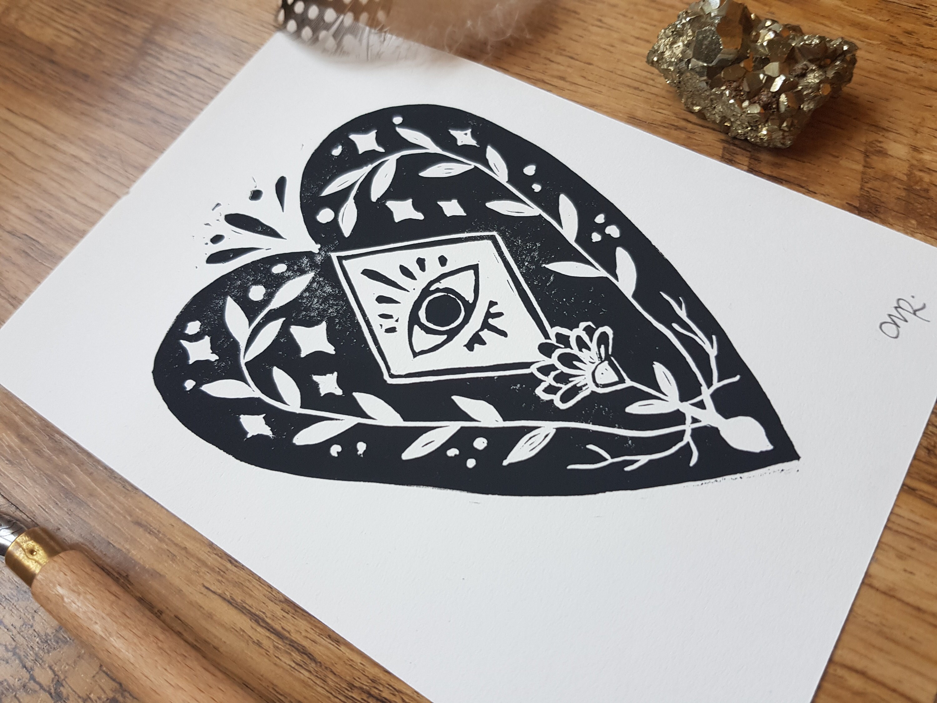 Linocut Print Heart Eye to Frame Ex-voto - Etsy UK