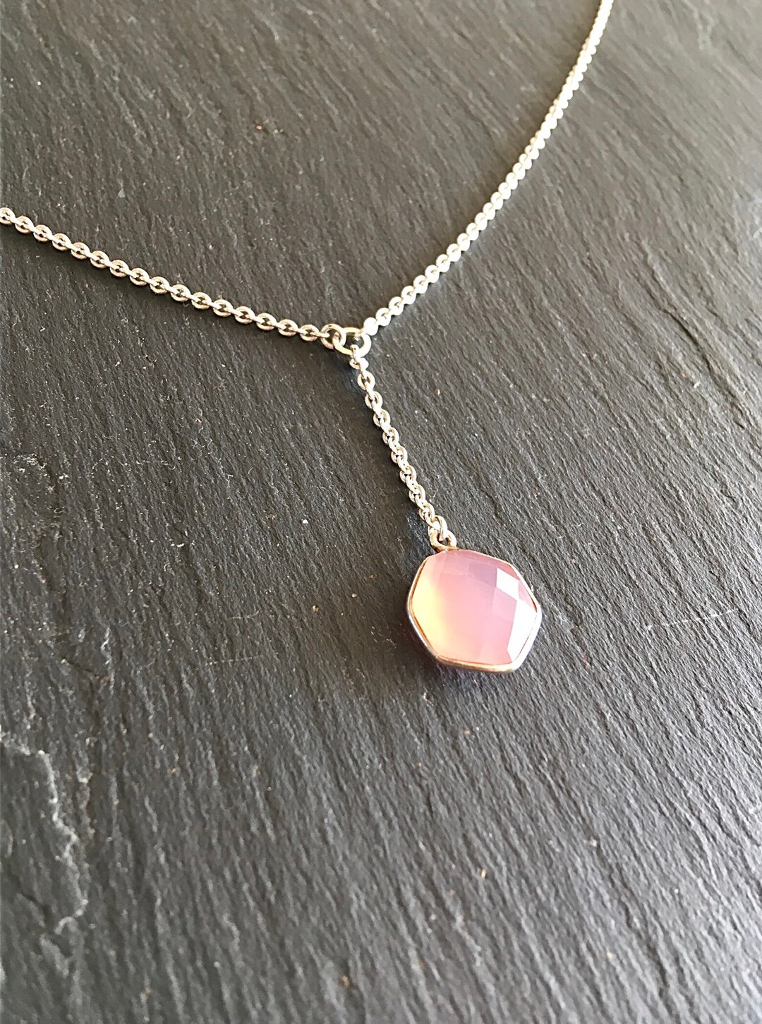Pink Quartz Necklace in Sterling Silver - Etsy