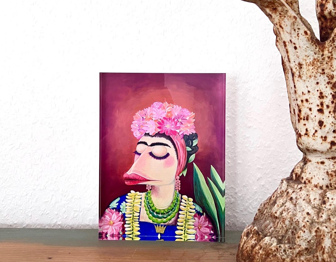 The Frog With the Monobrow, Mexico, Print on Acrylic Glass Block, Boho ...
