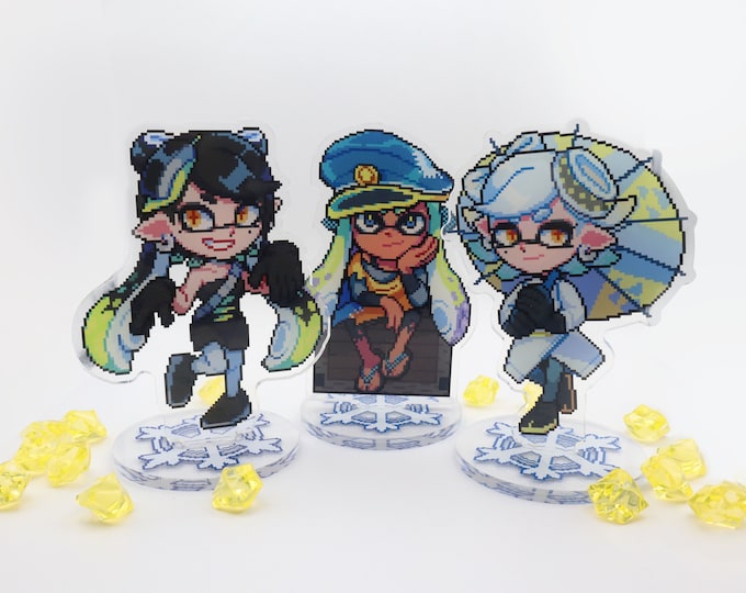 Splatoon 3 Callie Marie Squid Sisters and Captain Pixel Art Acrylic ...