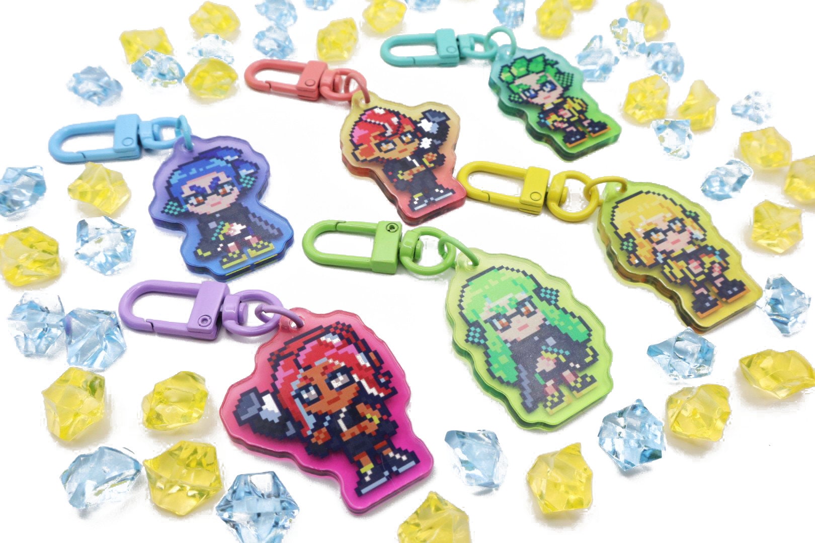 Small Splatoon Agents Pixel Art Acrylic Charm - Etsy