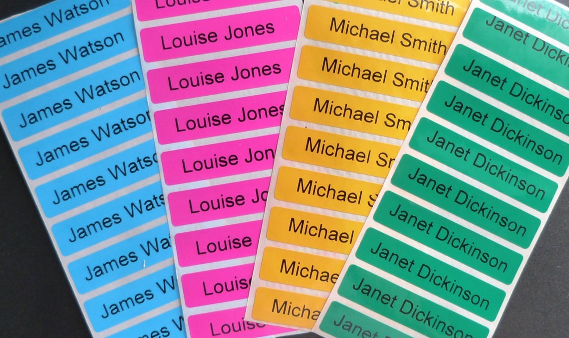 50 X Colored School Name Labels Personalized Childrens | Etsy