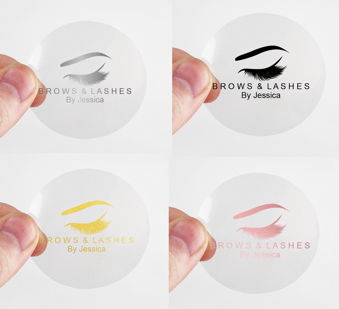 1000 X Roll Clear Lashes and Brows Business Labels Round 45mm 50mm 65mm ...