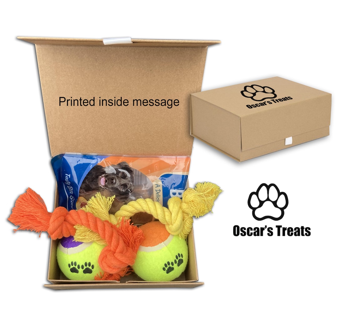 Personalised Small Custom Dog Christmas Gift Treat Box Hamper Dog Toys ...