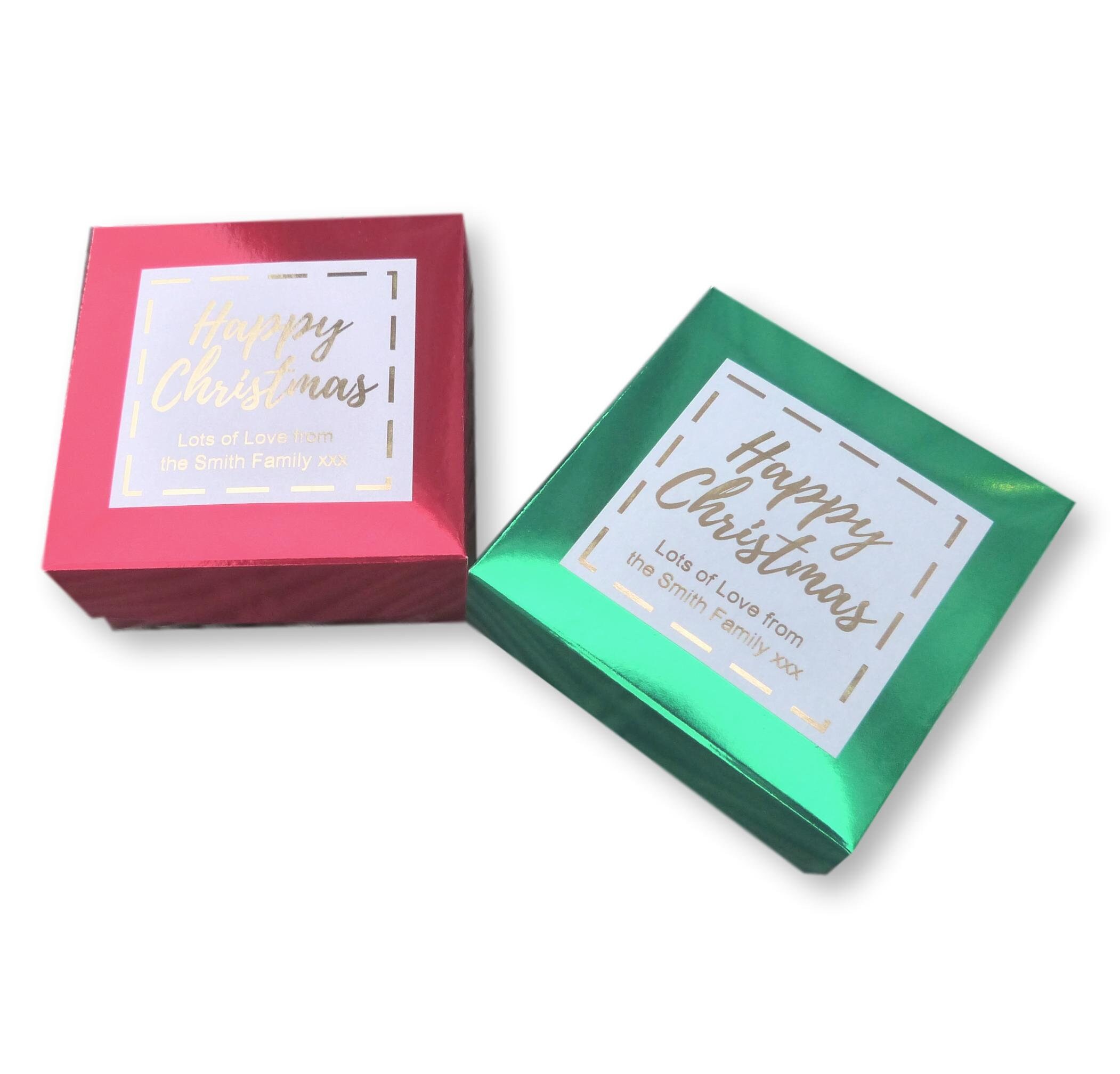 Personalised Red Shiny Gift Box Christmas Gift Box Gold Foil - Etsy