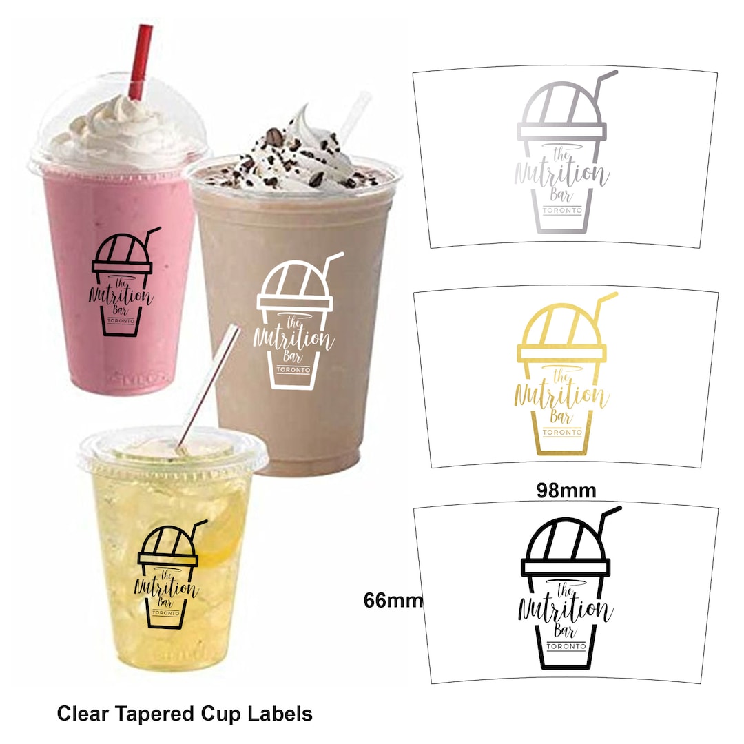 1000 X Roll Custom Clear Logo Tapered Cup Labels Smoothie Milkshake ...