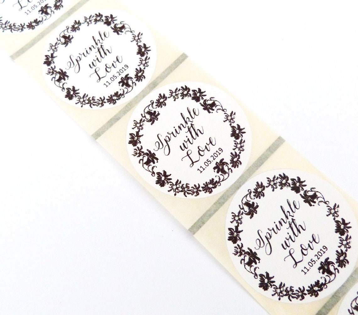 50 X Personalised Sprinkle With Love, Confetti Seed Packets Labels ...