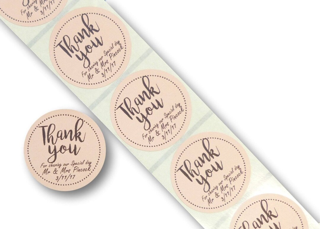 50 X 45mm Round Brown Kraft Thank You Wedding Stickers Labels - Etsy