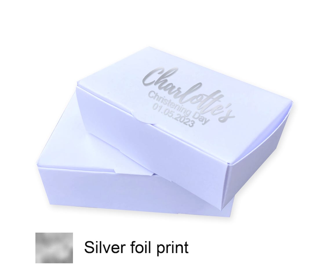 Personalised Wedding Cake Slice Favour Boxes Favor Silver Foil Boxes ...