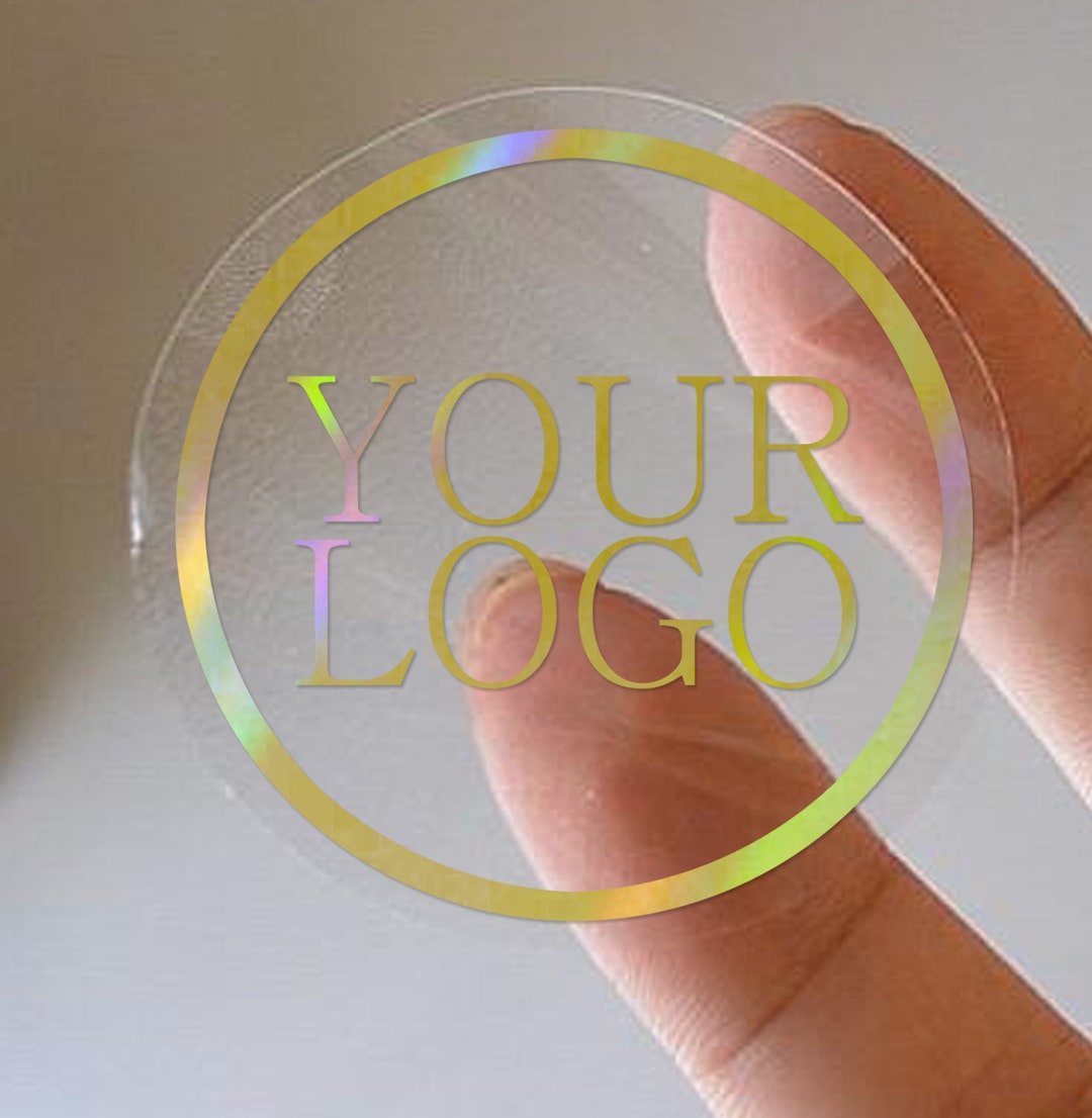 100 X Clear Round 45mm 50mm 90mm Stickers Holographic Gold Shiny ...