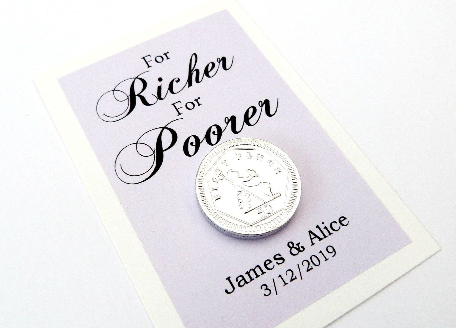 50 X Personalised for Richer for Poorer Wedding Favour Tags - Etsy UK