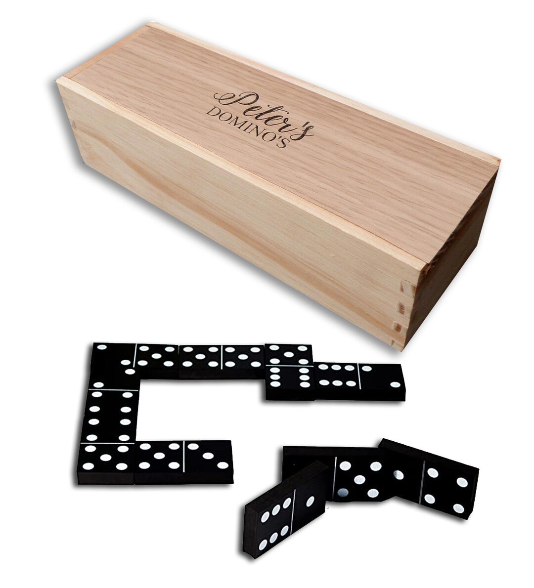 Personalised Dominoes Wooden Box Set Christmas Gift 28 Dominos Game ...