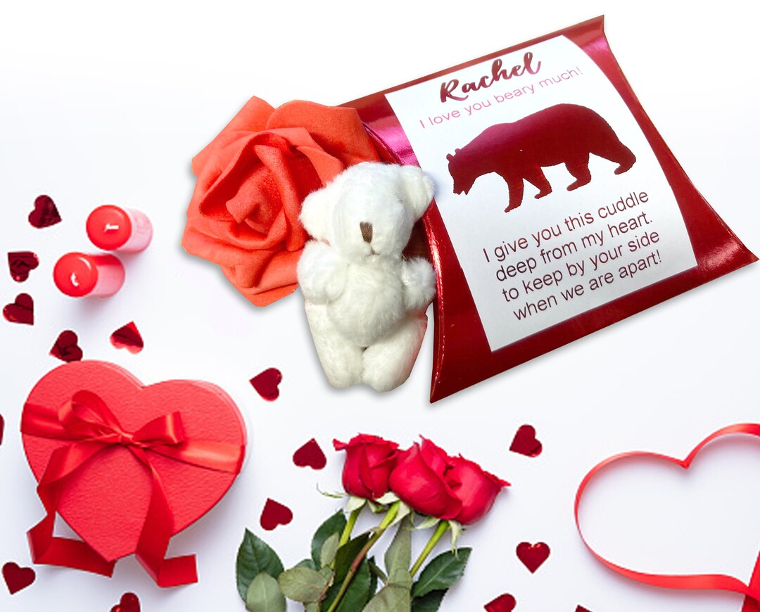 A Little Pocket Bear Hug Valentines Box With Bear and Rose Personalized ...