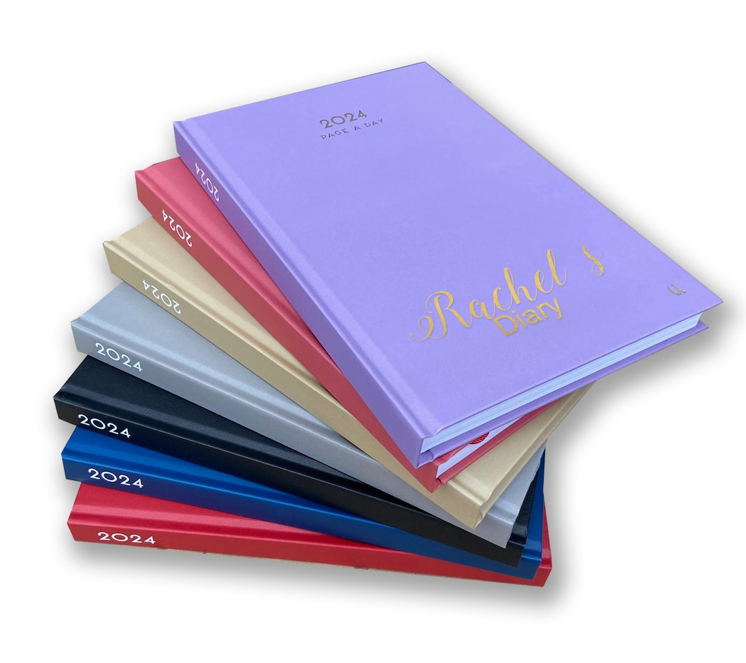 2024 Personalised A5 A4 Page a Day Diary Silver Gold Print Business ...