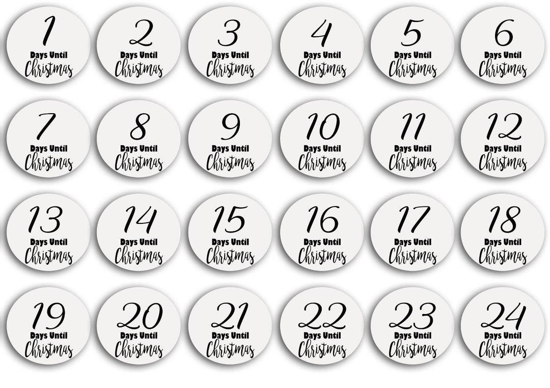 24 X White Round 45mm Countdown to Christmas Diy Advent - Etsy