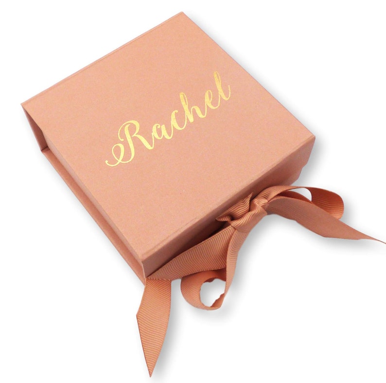 Personalised Rose Gold Gift Box With Gold Foil Printed Name - Etsy