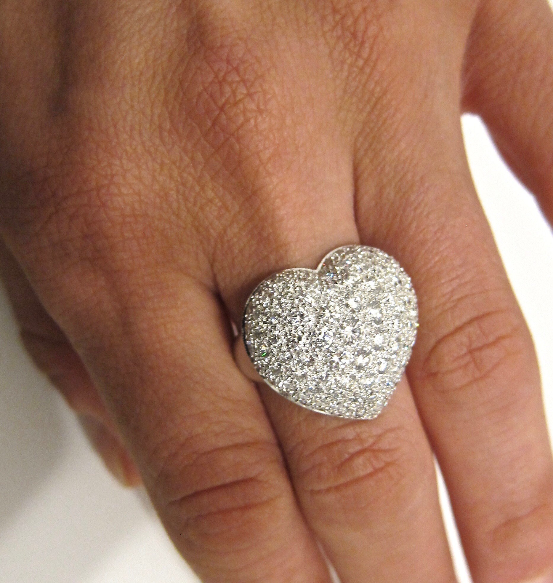 Pave Diamond Heart Ring 18k 2.15ctw - Etsy