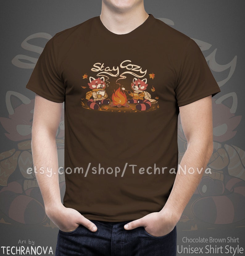 Stay Cozy - Cute Red Pandas T-shirt // Cute Autumn Campfire Pandas ...