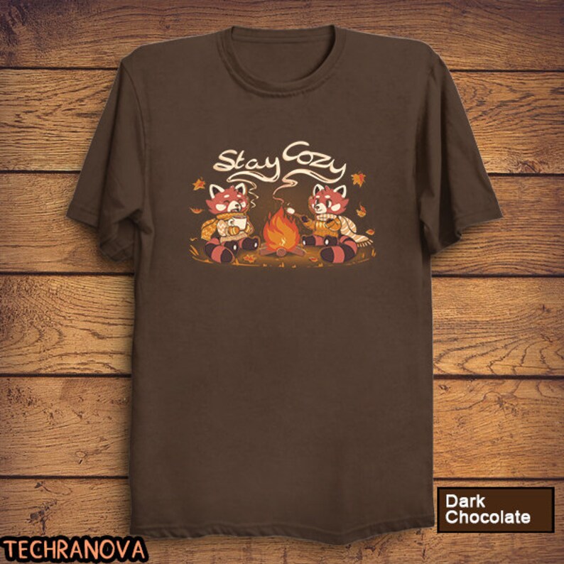 Stay Cozy - Cute Red Pandas T-shirt // Cute Autumn Campfire Pandas ...
