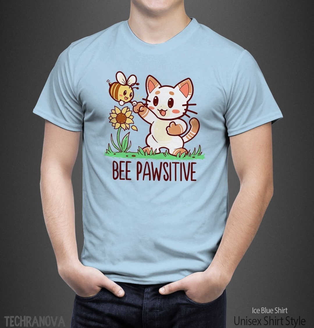 Bee Pawsitive Cat & Bumblebee T-shirt: Kawaii Kitten Tee - Etsy