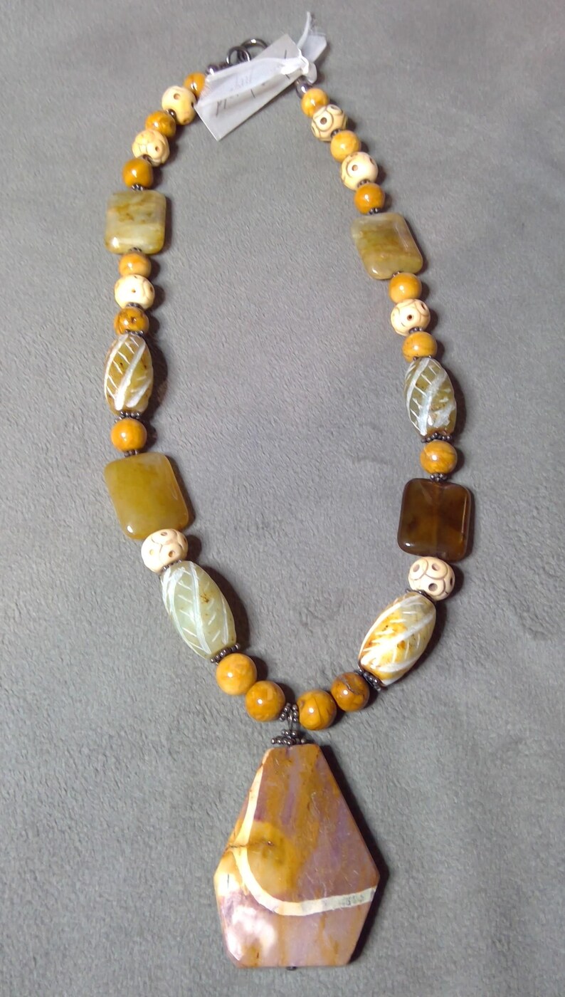Vintage Jasper, Jade, Covered Bone , Necklace - Etsy