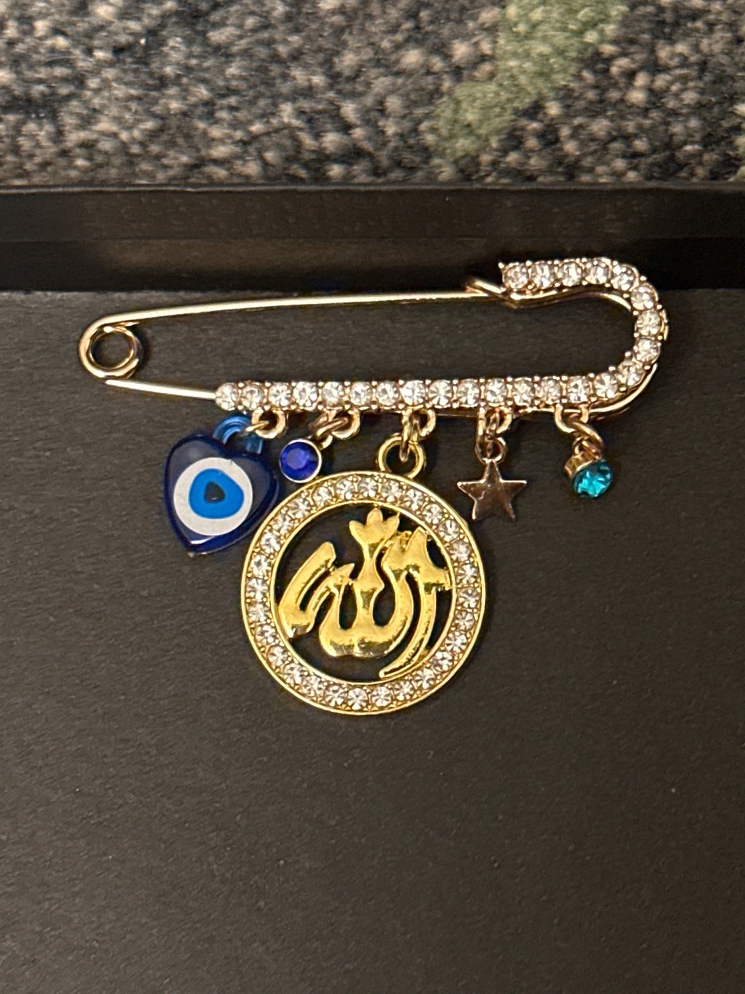 Gold Blue Islamic Muslim Charm Pin - Etsy