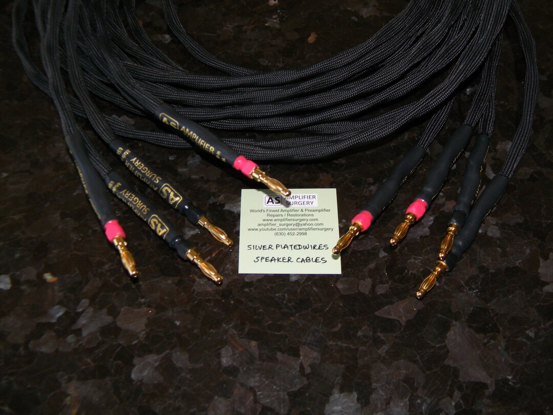 14 AWG Silver Plated Speaker Cables With Gold Plated German Plugs - Etsy