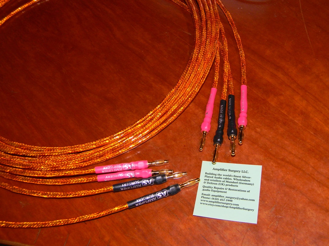 8 AWG Silver Plated Speaker Cables With Gold Plated German Plugs - Etsy