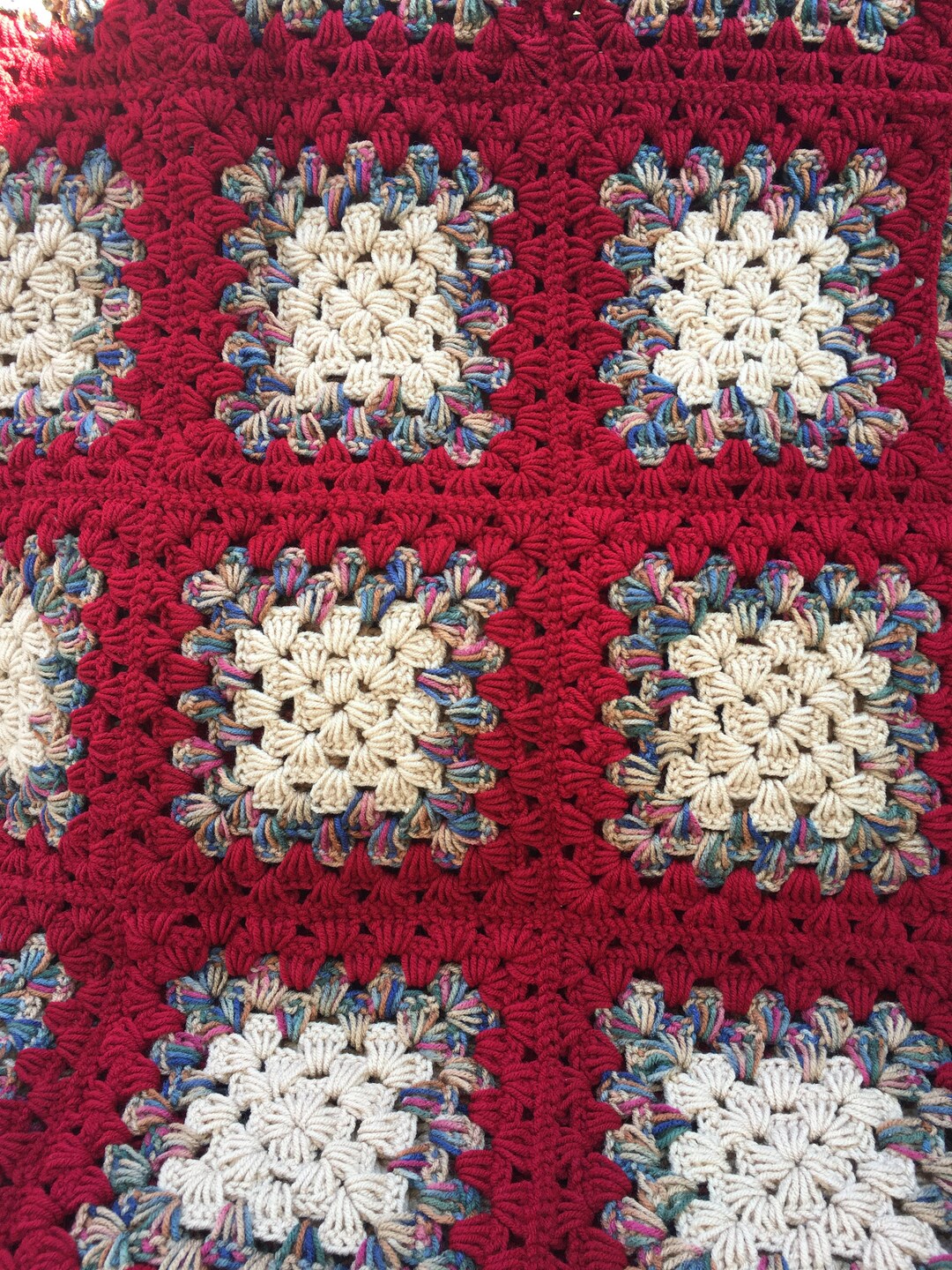Buff, Painted Desert, and Burgandy Afghan, 63" X 54" - Etsy