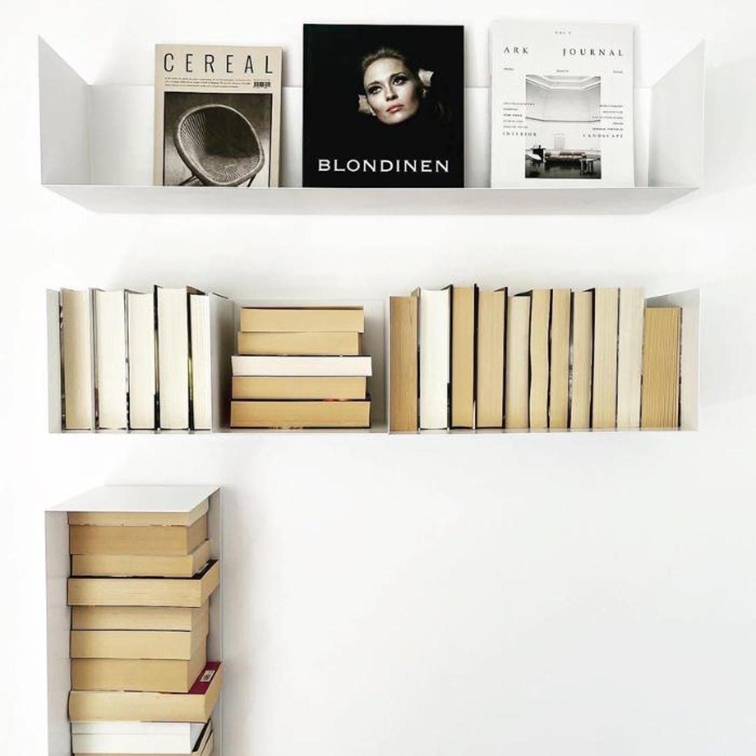 Modern Steel Bookcase - 60/95 Cm, Matt Black/white/yellow - Perfect for ...