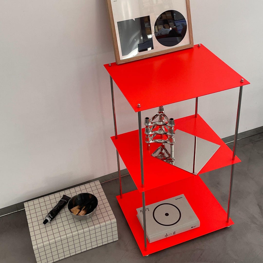 Modular Shelving Unit in Bright Red With 3 Shelves – Designer Shelving ...