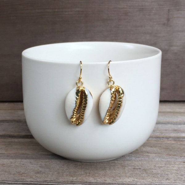 Gold Shell Earrings - Etsy