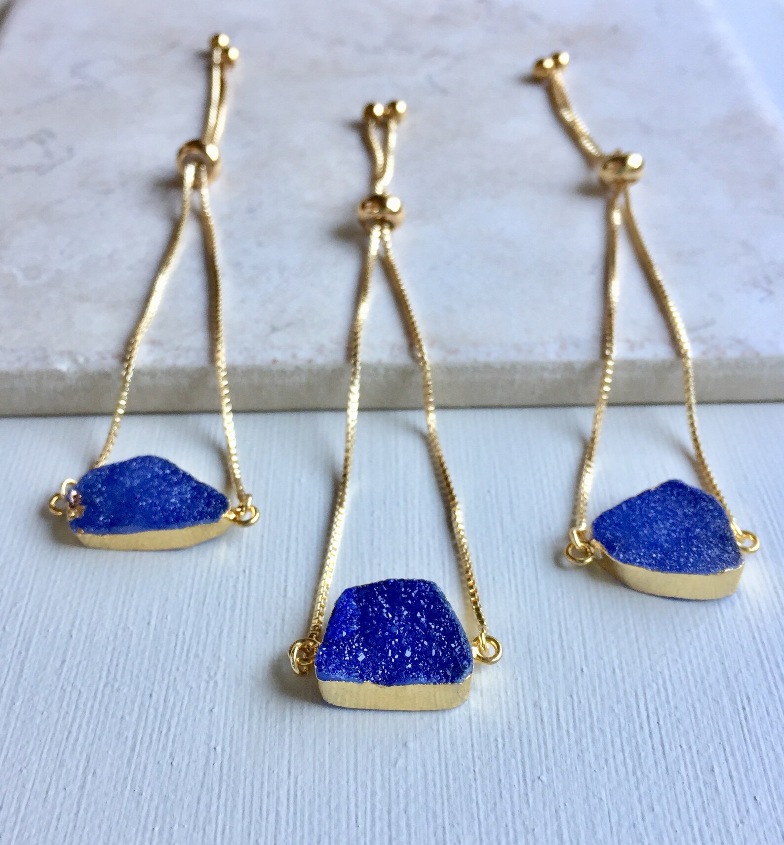 Druzy Bracelet Adjustable Bracelet Blue Druzy Bracelet Boho | Etsy