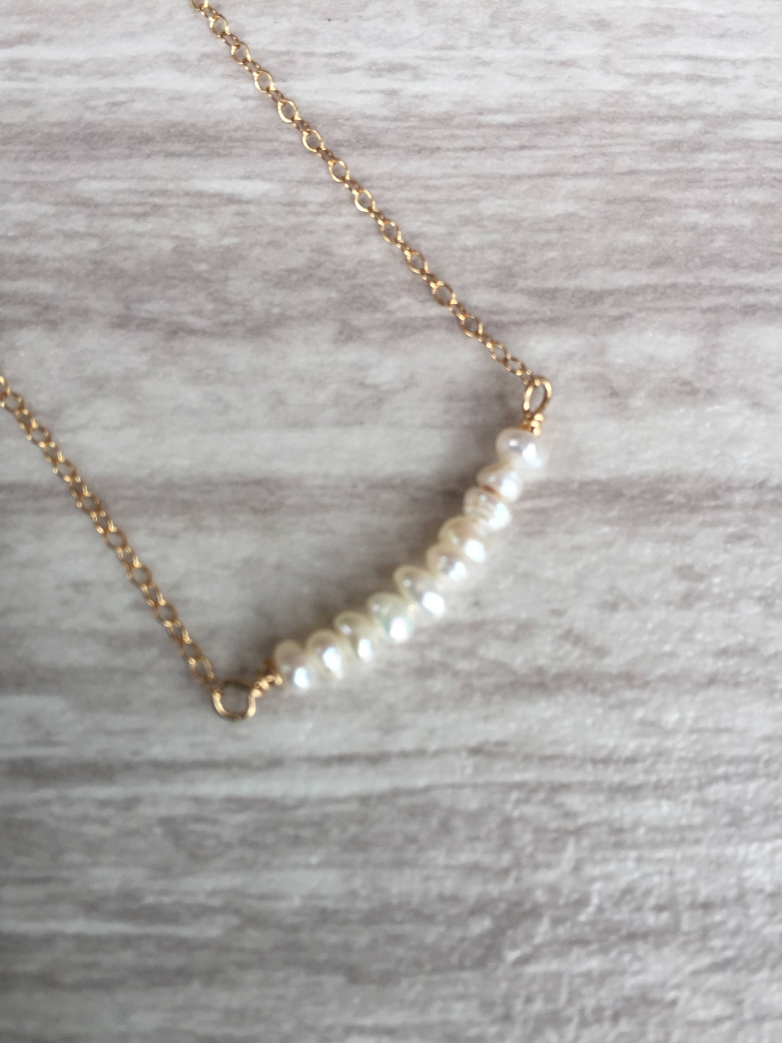 Tiny Pearl Bar Necklace Pearl Necklace Freshwater Pearl | Etsy